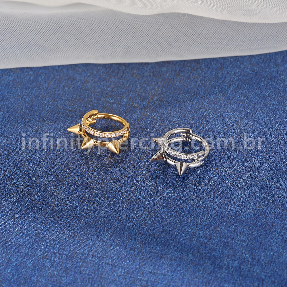Piercing Argola Aço Cirúrgico Zircônia / Spike - Infinity Piercing