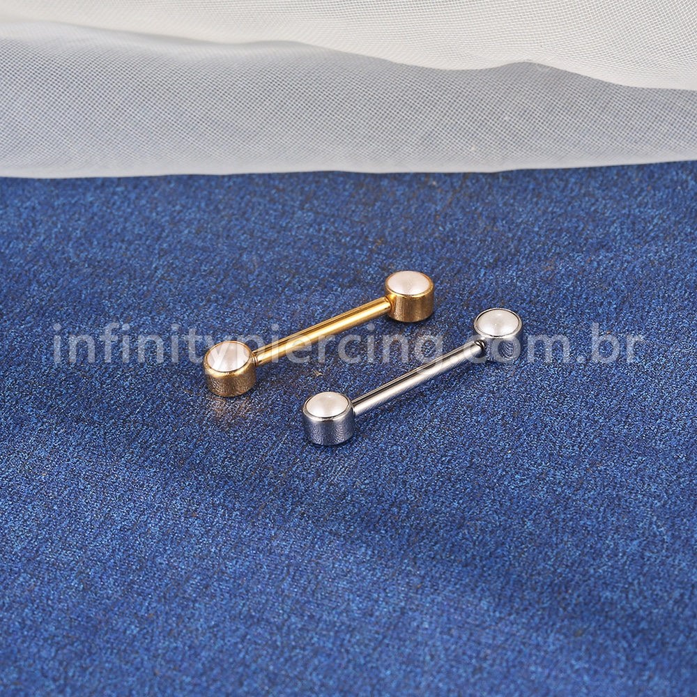 Piercing Barbell Titânio Push Pin Perola - Infinity Piercing
