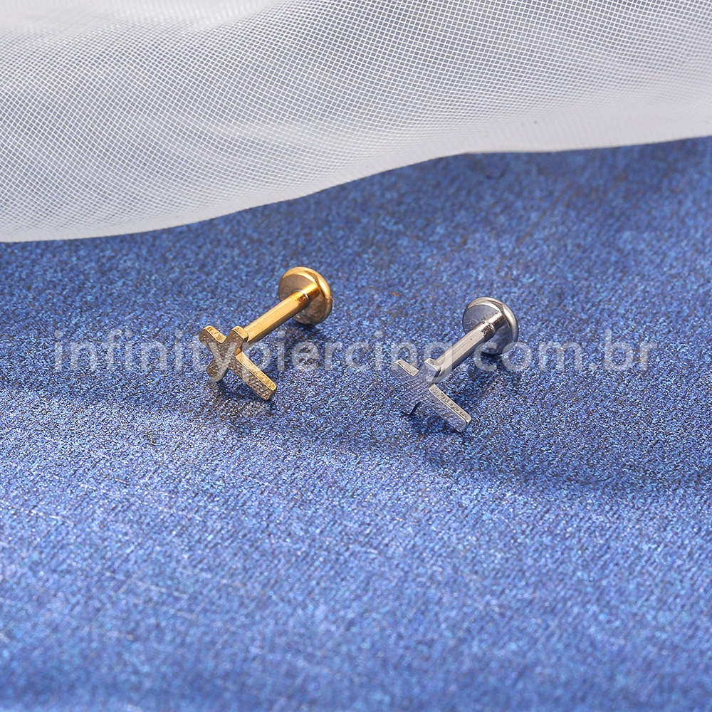 Piercing Labret Aço Cirúrgico Cruz - Infinity Piercing