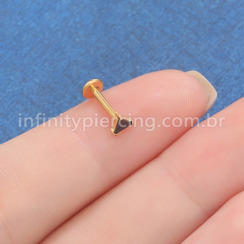 Piercing Labret Aço Cirúrgico Zircônia Triangular - Infinity Piercing