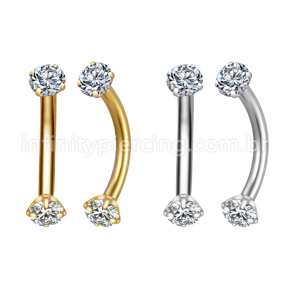 Piercing Microbell Curvo Aço Cirúrgico Zircônia Redonda - Infinity Piercing