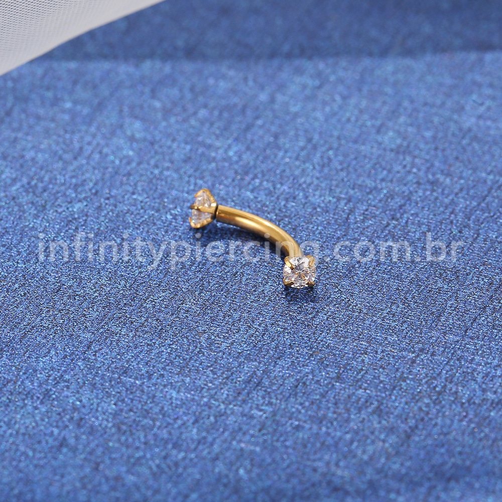 Piercing Microbell Curvo Aço Cirúrgico Zircônia Redonda - Infinity Piercing