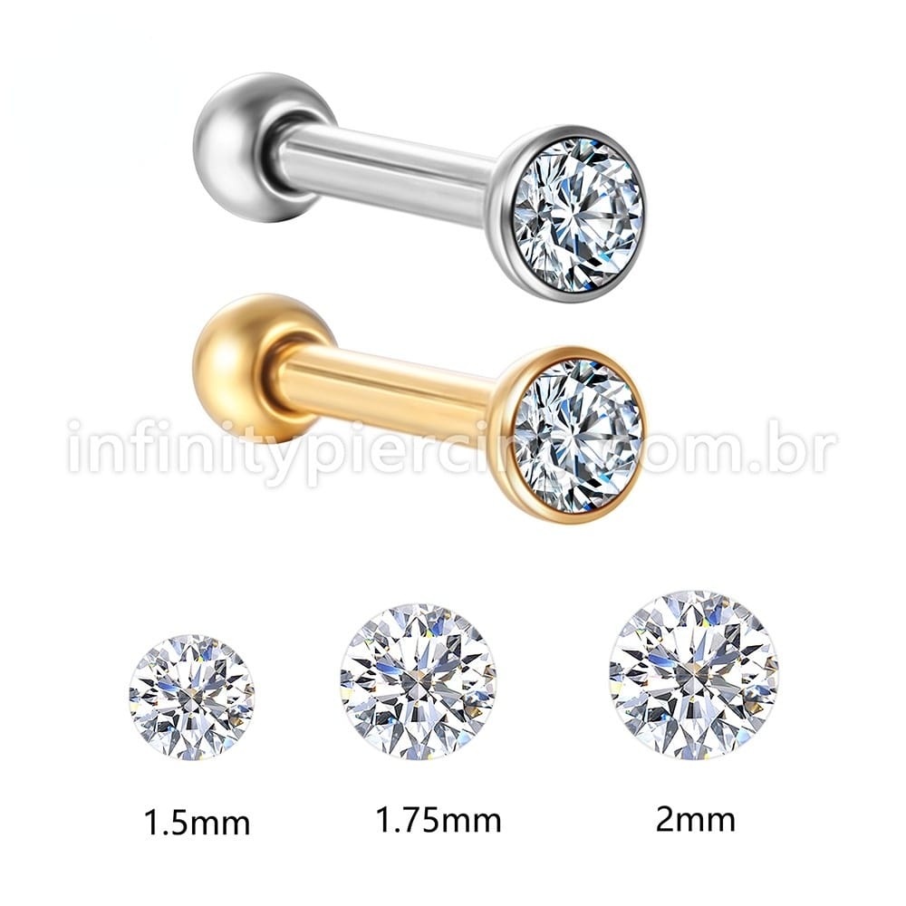 Piercing Minibarbell Australiano Aço Cirúrgico Zircônia - Infinity Piercing