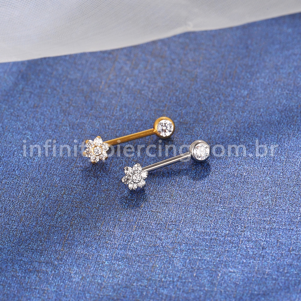 Piercing Titânio Intimo Flor Zircônia Cravejada - Infinity Piercing