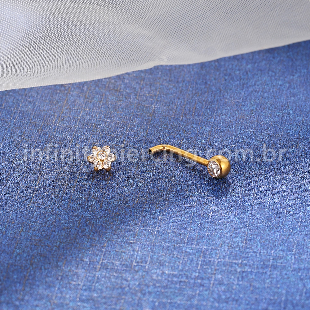 Piercing Titânio Intimo Flor Zircônia Cravejada - Infinity Piercing