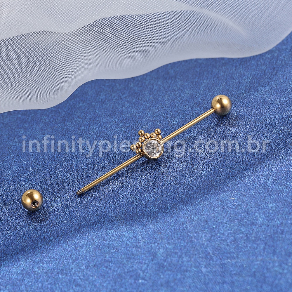 Piercing Transversal Aço Cirurgico Indiano Strass - Infinity Piercing