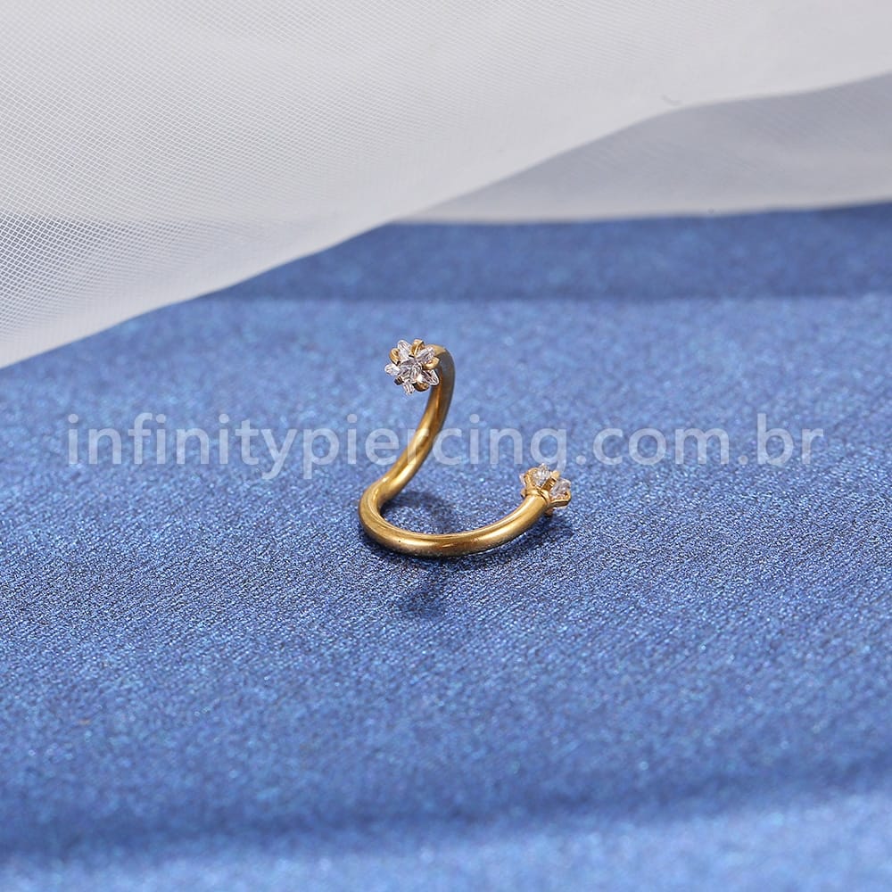 Piercing Twister Aço Cirúrgico Zircônia Estrela - Infinity Piercing