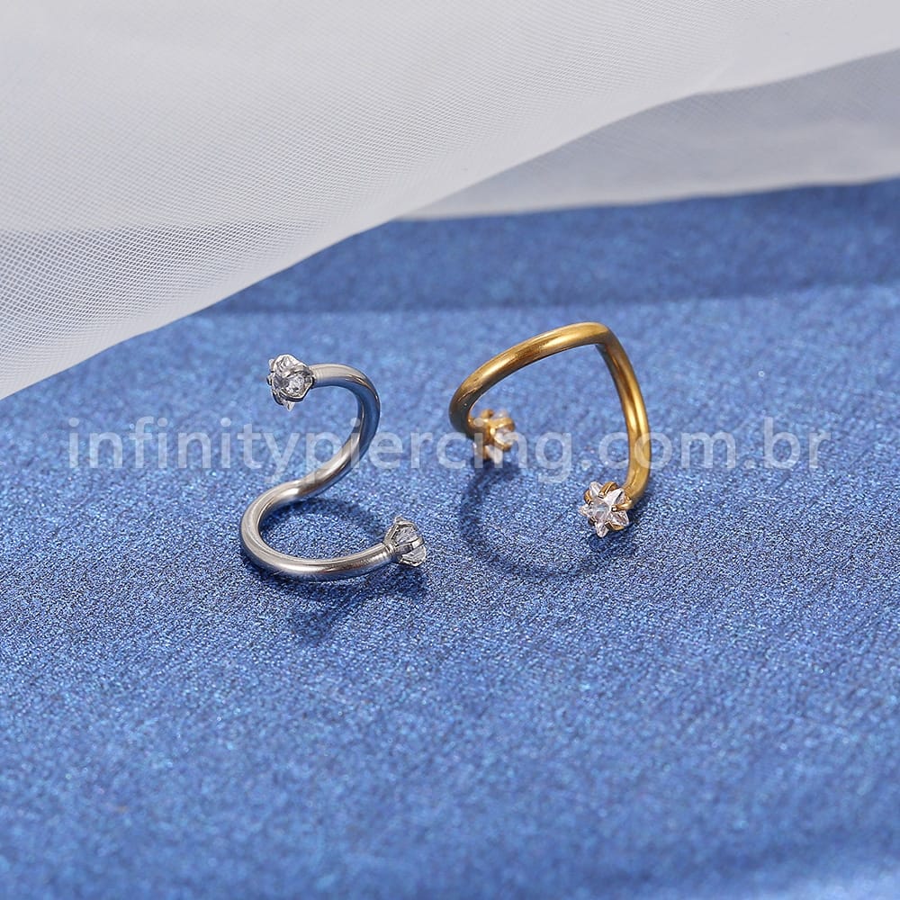 Piercing Twister Aço Cirúrgico Zircônia Estrela - Infinity Piercing