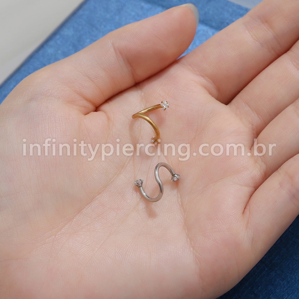 Piercing Twister Aço Cirúrgico Zircônia Estrela - Infinity Piercing