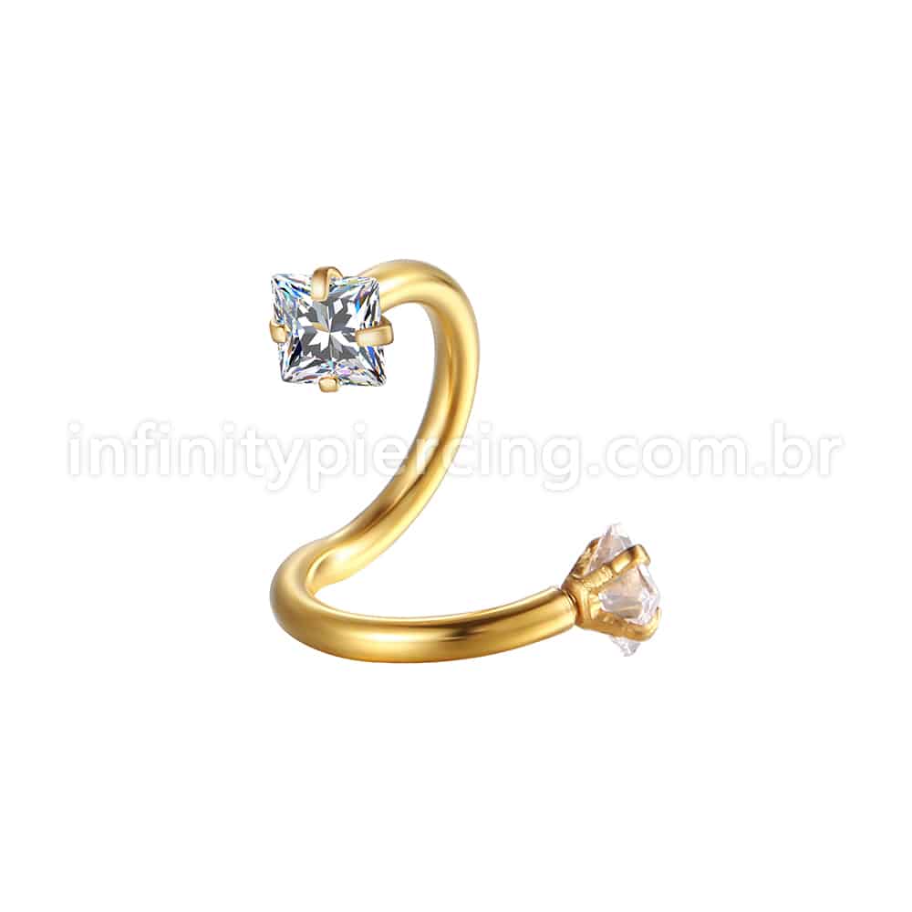 Piercing Twister Aço Cirúrgico Zircônia Quadrada - Infinity Piercing