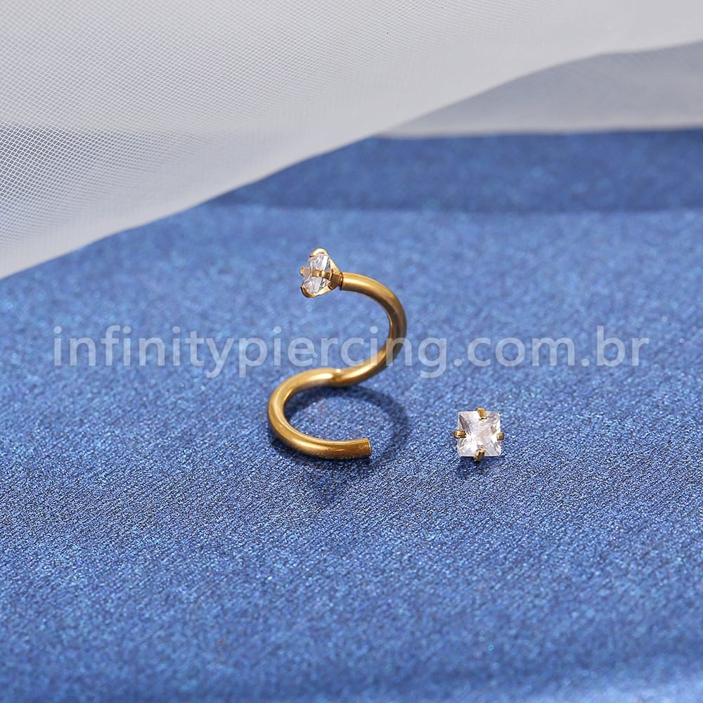 Piercing Twister Aço Cirúrgico Zircônia Quadrada - Infinity Piercing