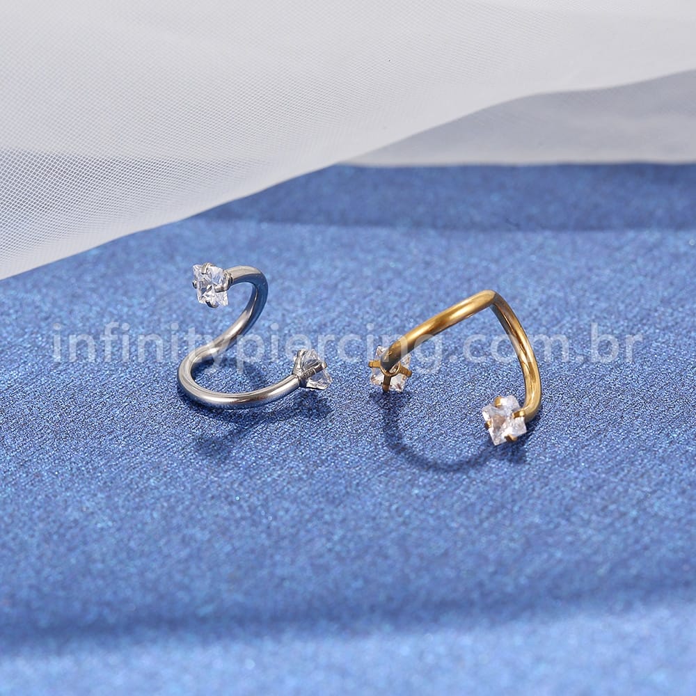 Piercing Twister Aço Cirúrgico Zircônia Quadrada - Infinity Piercing