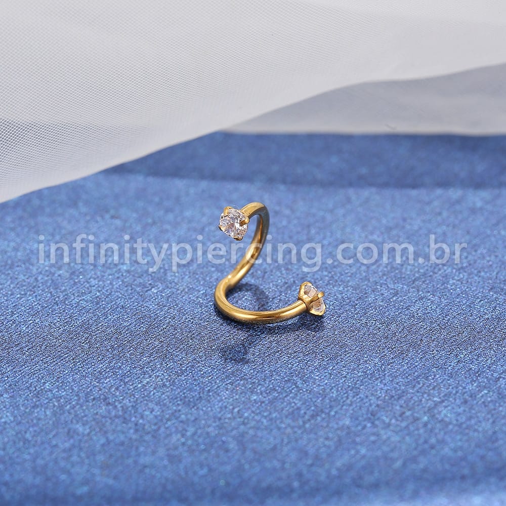 Piercing Twister Aço Cirúrgico Zircônia Redonda - Infinity Piercing