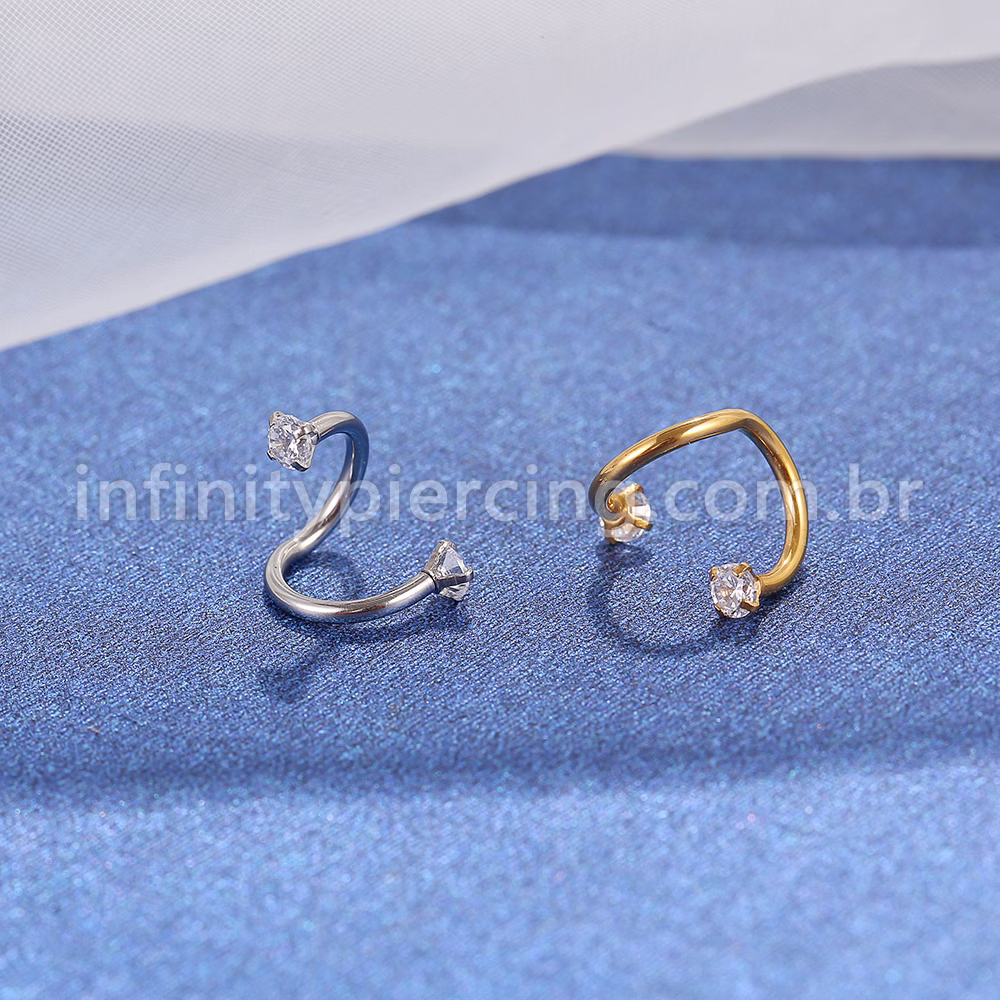 Piercing Twister Aço Cirúrgico Zircônia Redonda - Infinity Piercing
